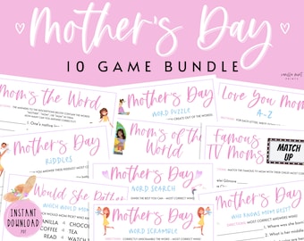 Mother's Day 10 Game Bundle Mother's Day Games - Etsy