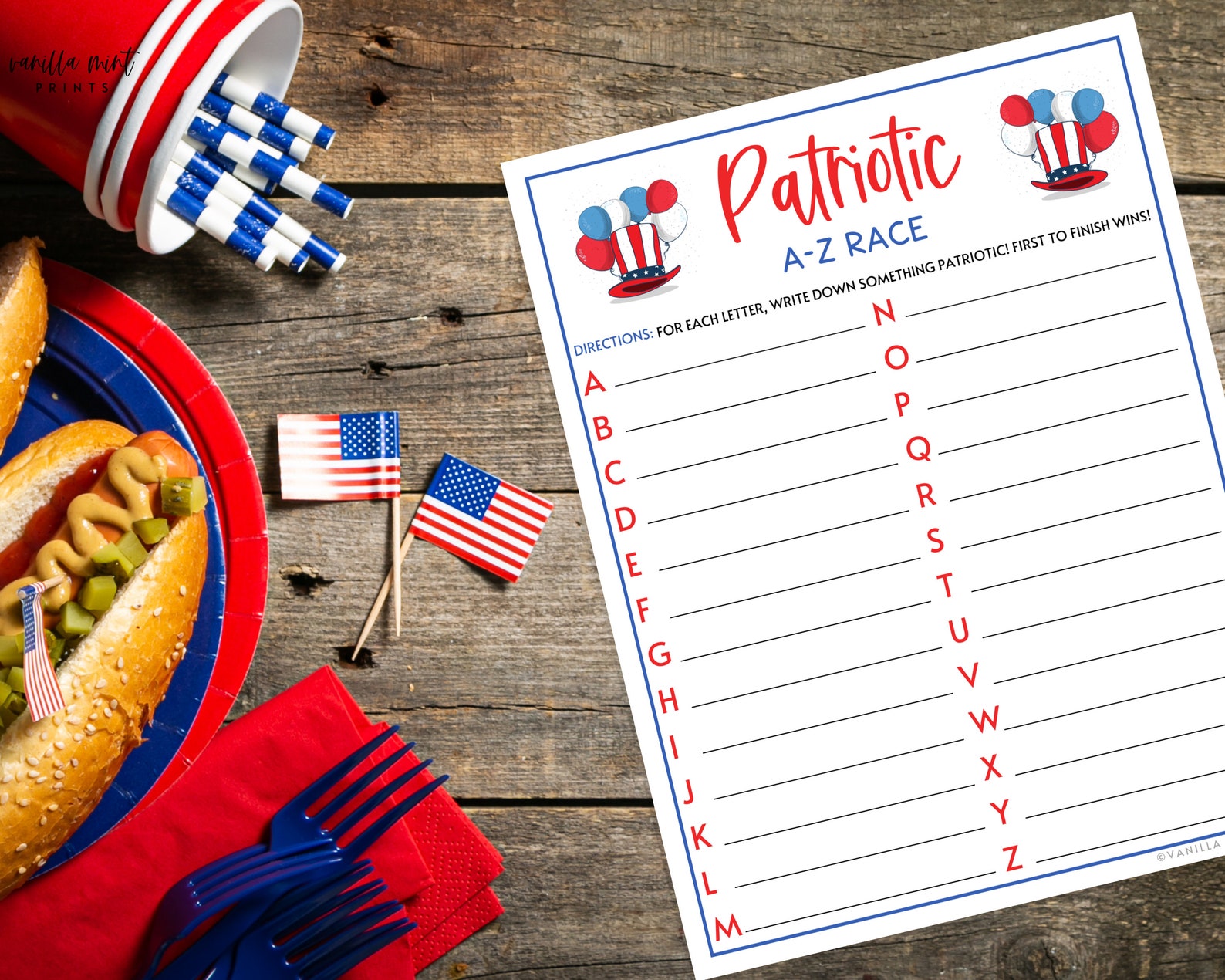 Patriotic A Z Word Puzzle Game Printable Memorial Day | Etsy