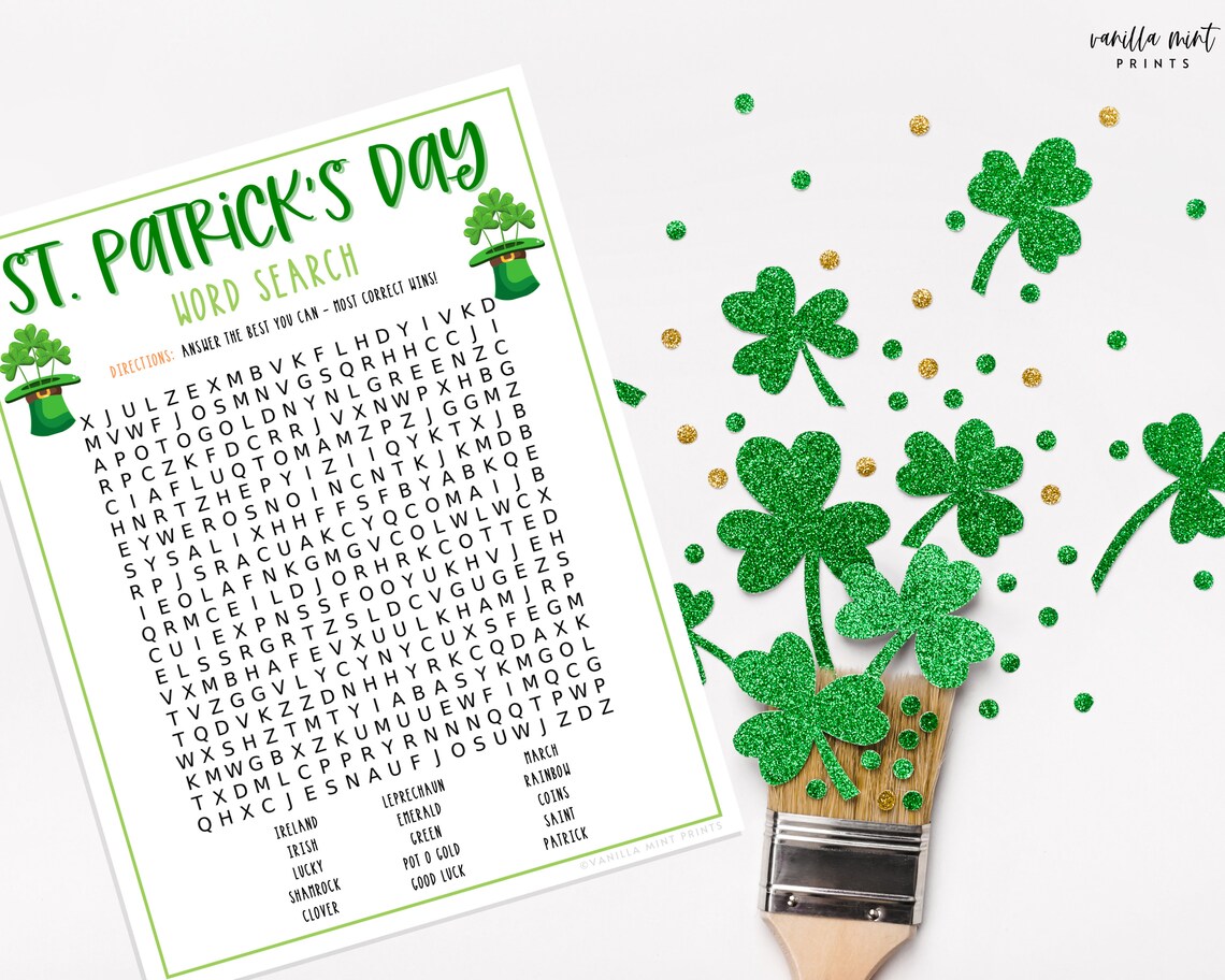 St. Patrick's Day Word Search Game Word Puzzle Irish | Etsy
