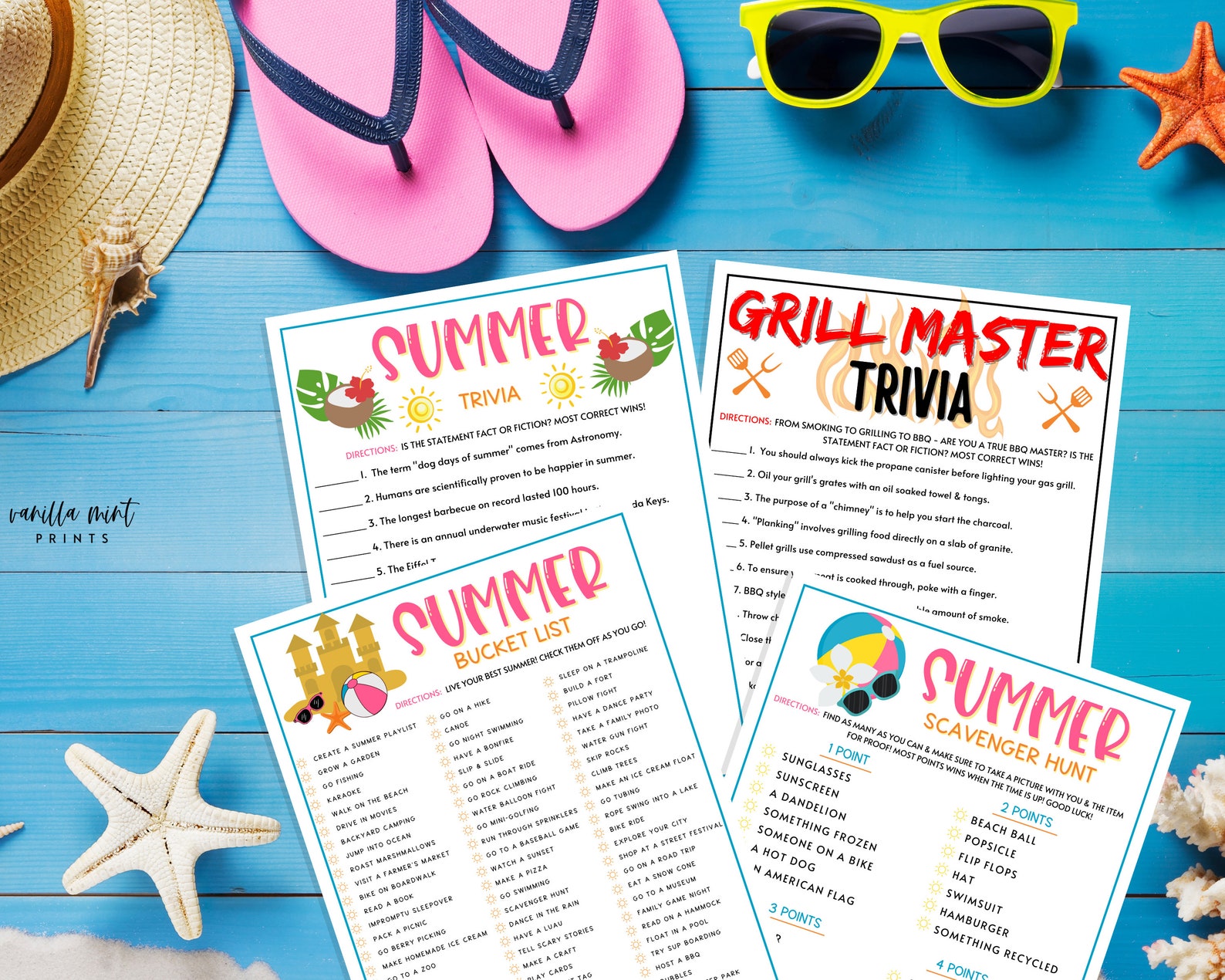 Summer 10 Game BUNDLE Printable Summertime Games Party | Etsy