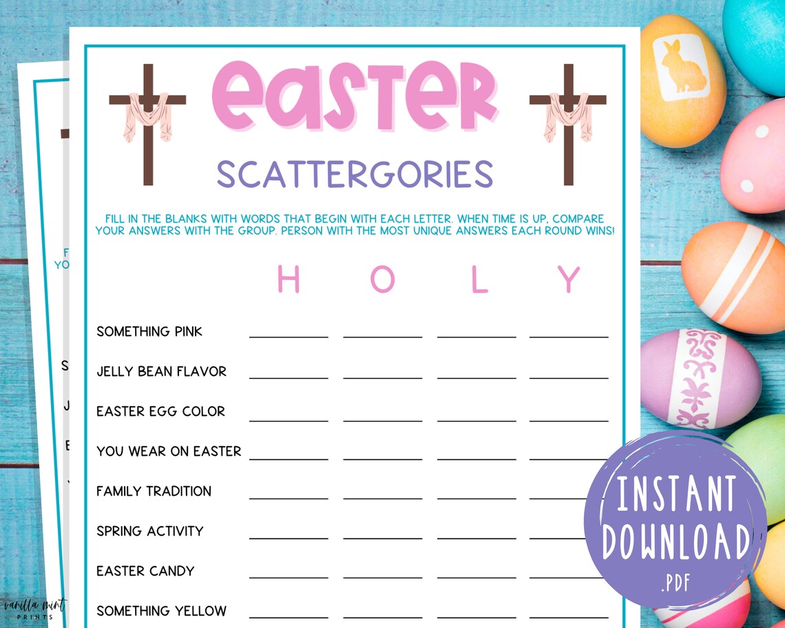 Easter Scattergories Game Printable Easter Games Party - Etsy