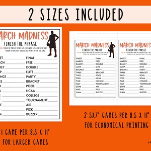 March Madness Finish the Phrase Game | Printable March Madness Party ...