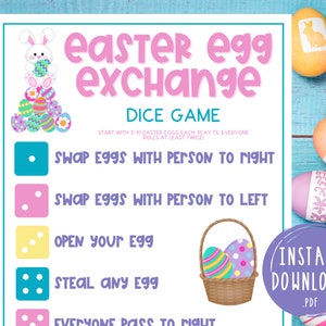 Easter Egg Exchange Dice Game | Printable Easter Games | Party Games ...