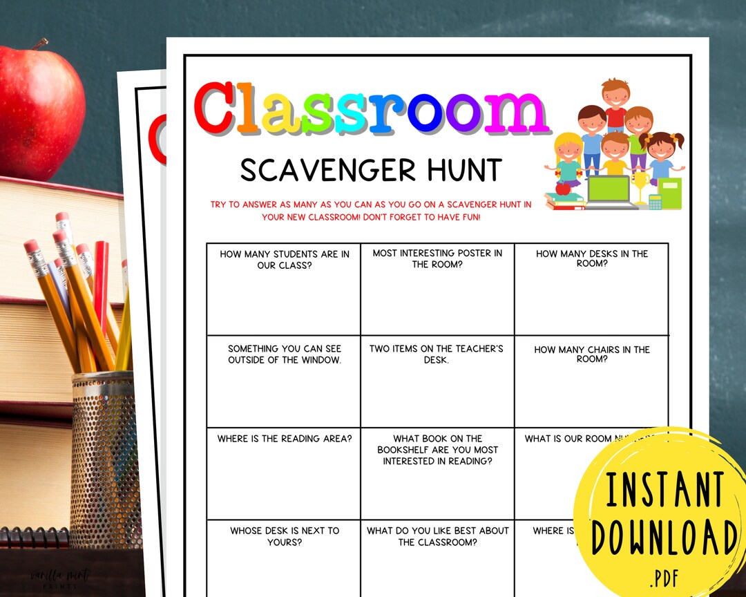 Back to School Classroom Scavenger Hunt First Day of School - Etsy