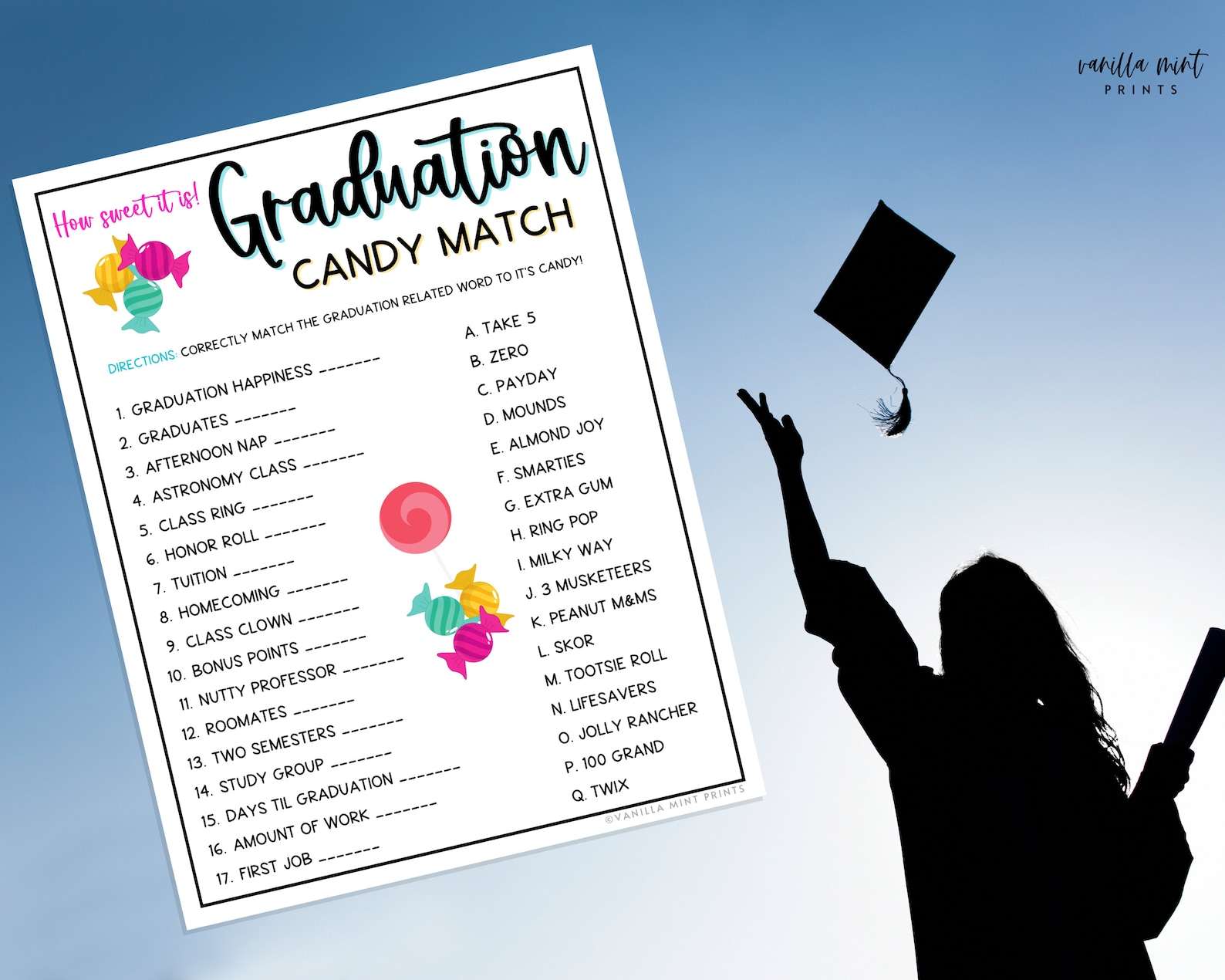 Graduation Games | Candy Match | Fun Graduation Party Games | Class of ...