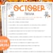 October Trivia Game | Printable Month Party Games | Fall Activities for ...