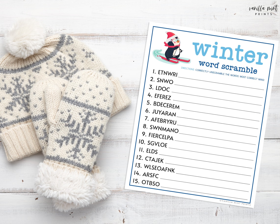 Winter Word Scramble Game Printable Winter Games - Etsy