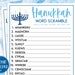 Hanukkah Word Scramble Party Games Chanukah Celebration Games Festival ...