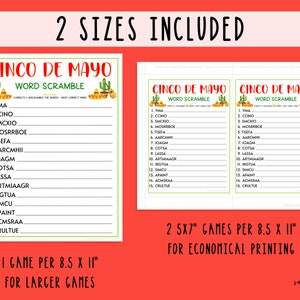 Cinco De Mayo Word Scramble Game | Word Game | Mexican Party Games ...