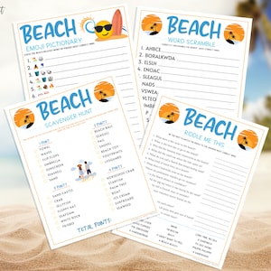 Beach 10 Game BUNDLE Ten Printable Summertime Games Fun Beach Vacation ...