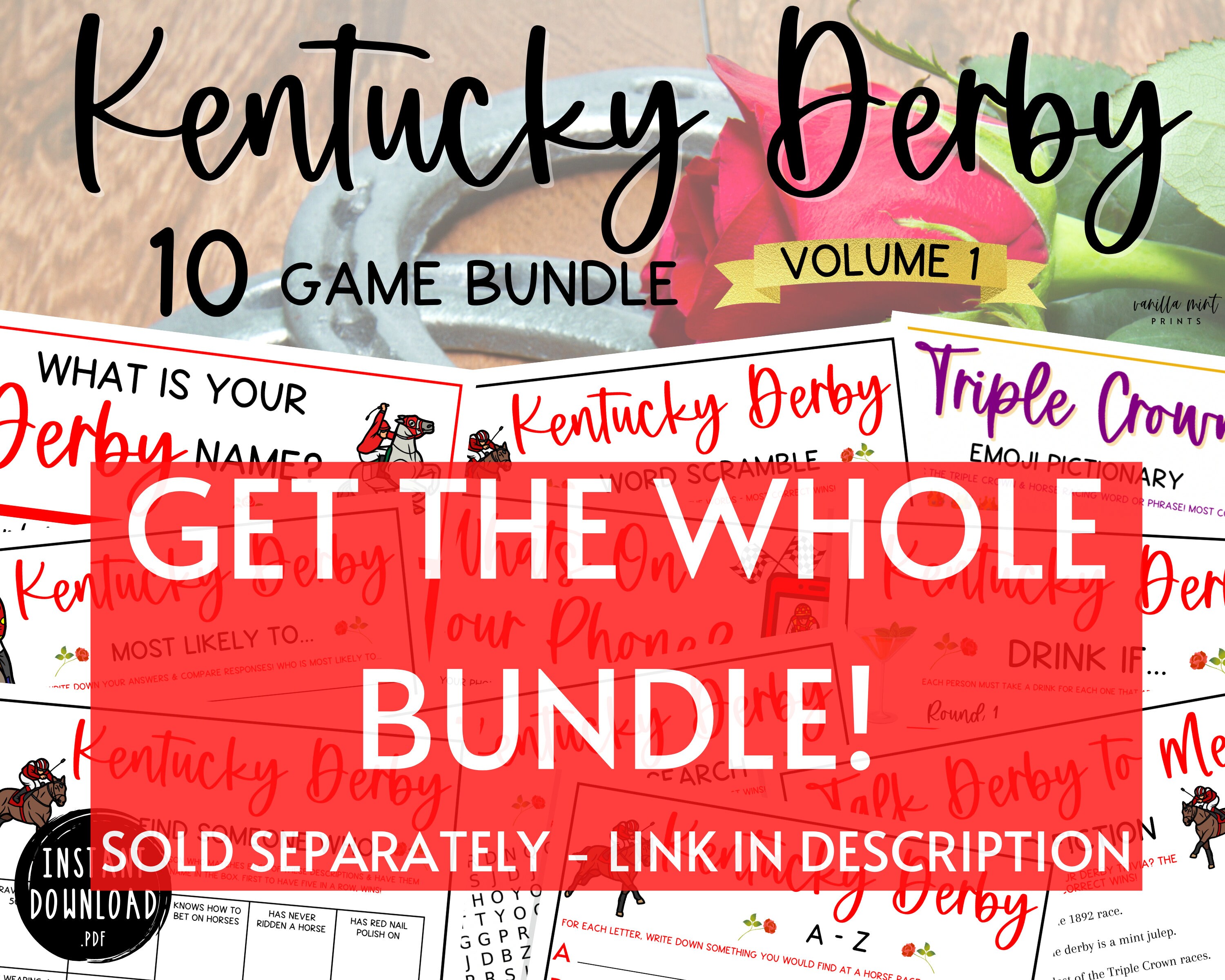 Kentucky Derby 10 Game BUNDLE Volume 2 Ten Horse Race Party - Etsy