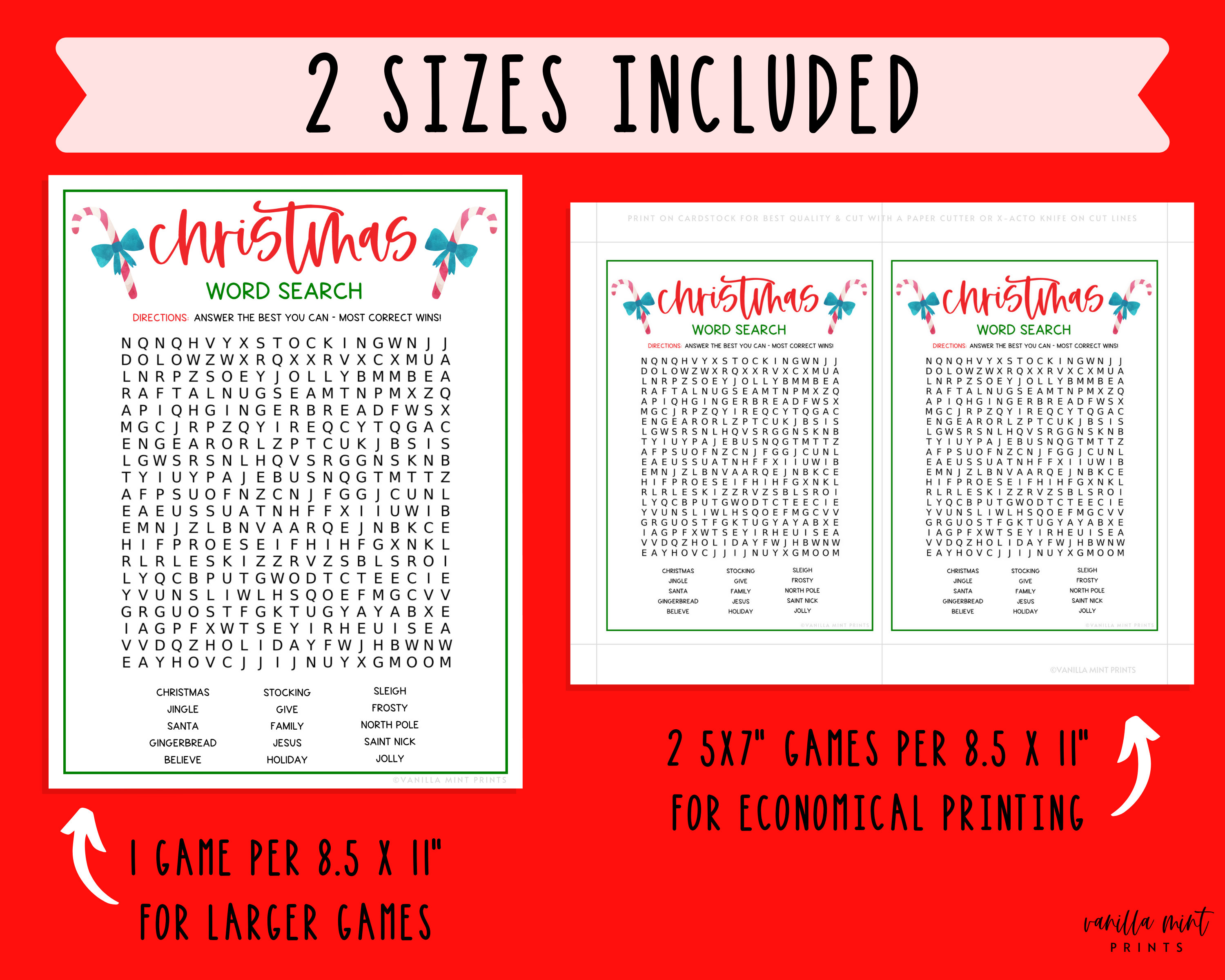 Christmas Word Search Game Christmas Printable Games Fun - Etsy