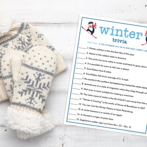 Winter Trivia Game | Printable Winter Games | Wintertime Activities for ...