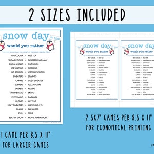 Snow Day This or That Game | Fun Printable Winter Game | Wintertime ...