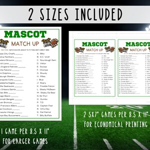 Football Mascot Match up Trivia Game | Professional Football Party ...