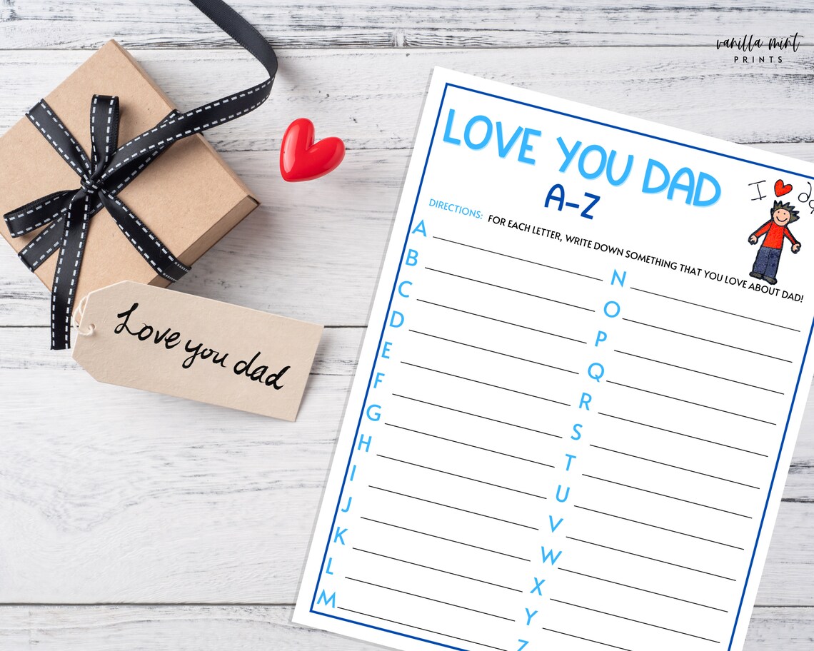Love You Dad A to Z Father's Day Games Word Puzzle | Etsy