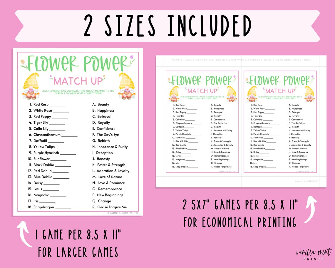 Spring Flower Power Trivia Match up Printable Springtime - Etsy
