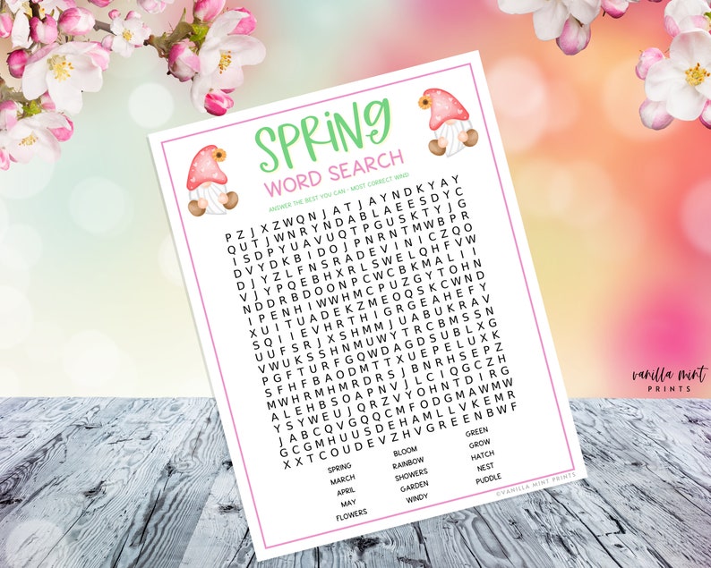 Spring Word Search Printable Springtime Games Party Games - Etsy