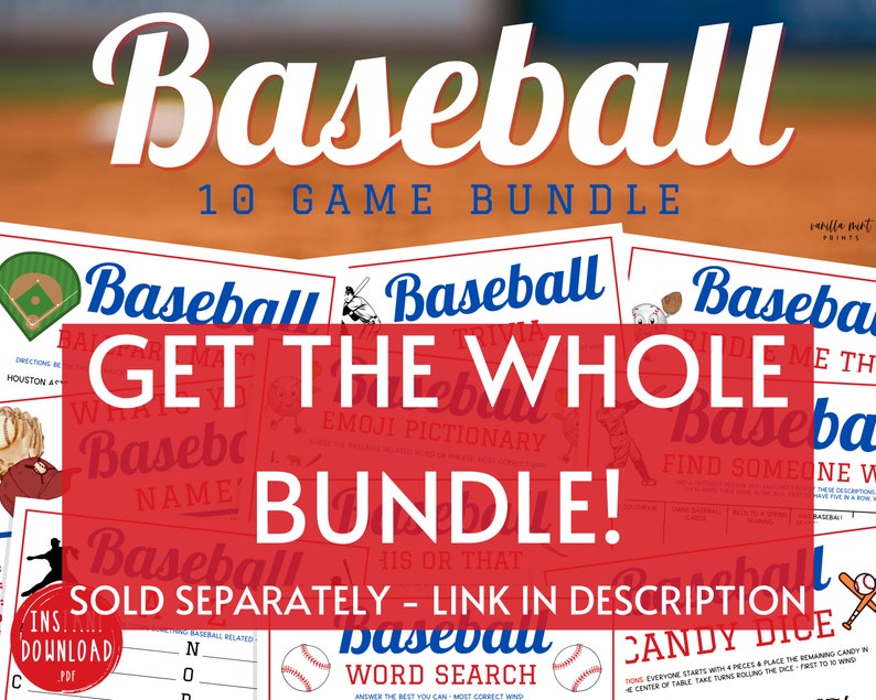 Baseball Emoji Pictionary Game | Printable Baseball Team Party Game ...