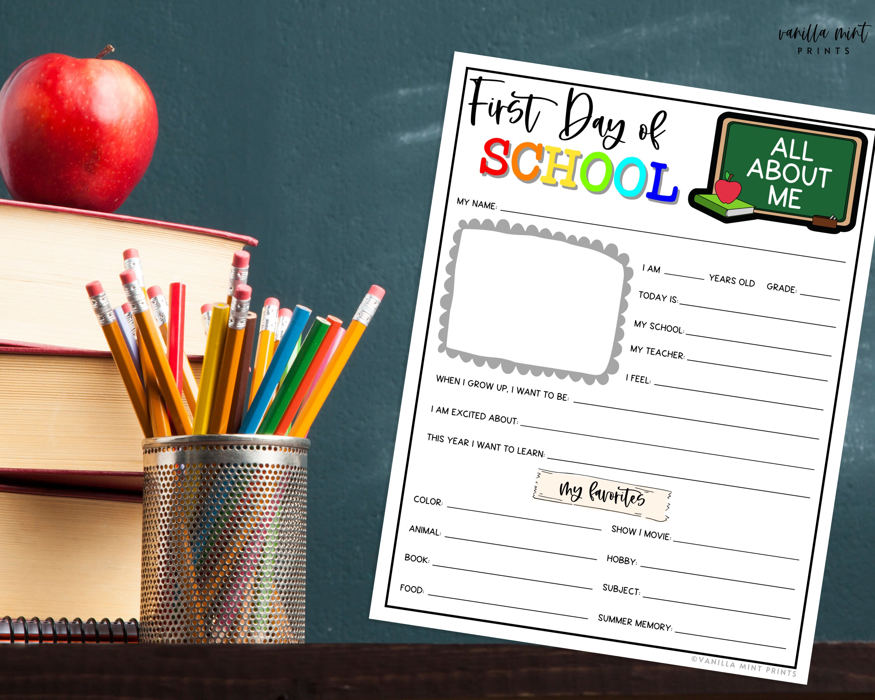 Back to School Questionnaire First Day of School All About - Etsy
