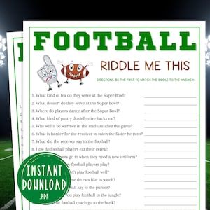 Football Riddle Me This Game | Football Super Bowl Party Games ...