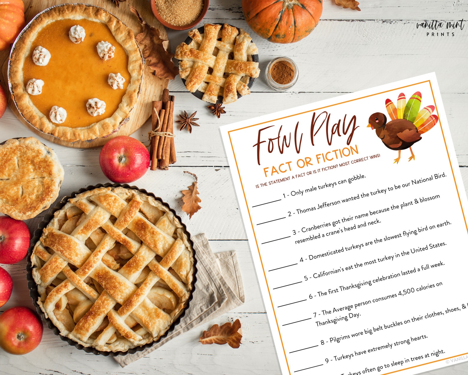Thanksgiving Trivia Game | Fowl Play Turkey Trivia Thanksgiving ...