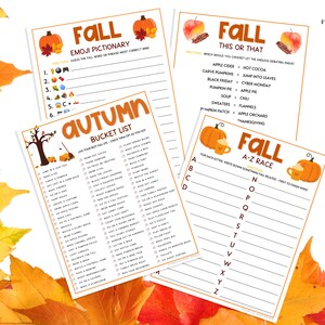 Fall 10 Game BUNDLE Printable Autumn Game Bundle Fall Time - Etsy