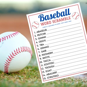 Baseball Word Scramble Game | Printable Baseball Team Party Games | MLB ...