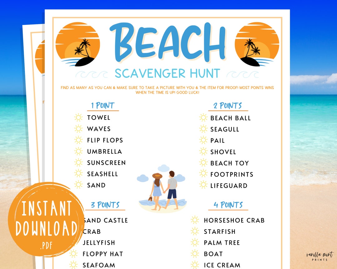Beach Scavenger Hunt Game | Printable Summertime Games | Fun Beach ...