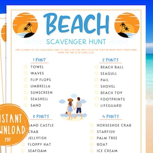 Beach Scavenger Hunt Game | Printable Summertime Games | Fun Beach ...