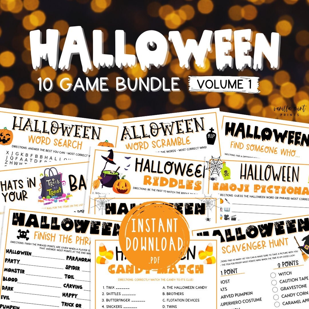 Halloween Party Games BUNDLE 10 Halloween Printable Games VOLUME 1 ...