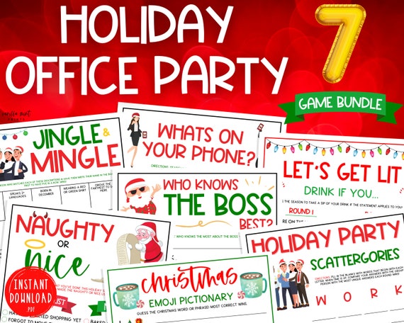Holiday Office Party 7 Game BUNDLE Xmas Party Games - Etsy