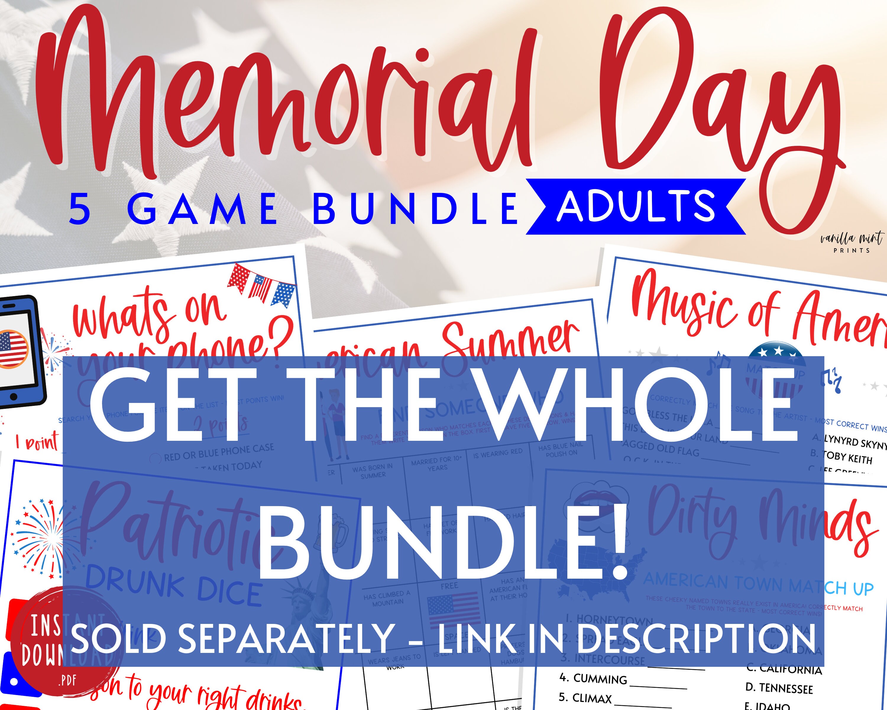 Memorial Day Pictionary Game | Printable Memorial Day Party Games ...