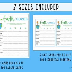 Earth Day Scattergories Game | Fun Printable Spring Games ...
