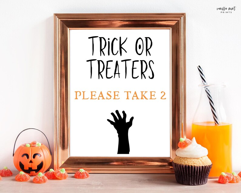 Halloween Signs Trick or Treaters Take 2 Sign Trick or - Etsy
