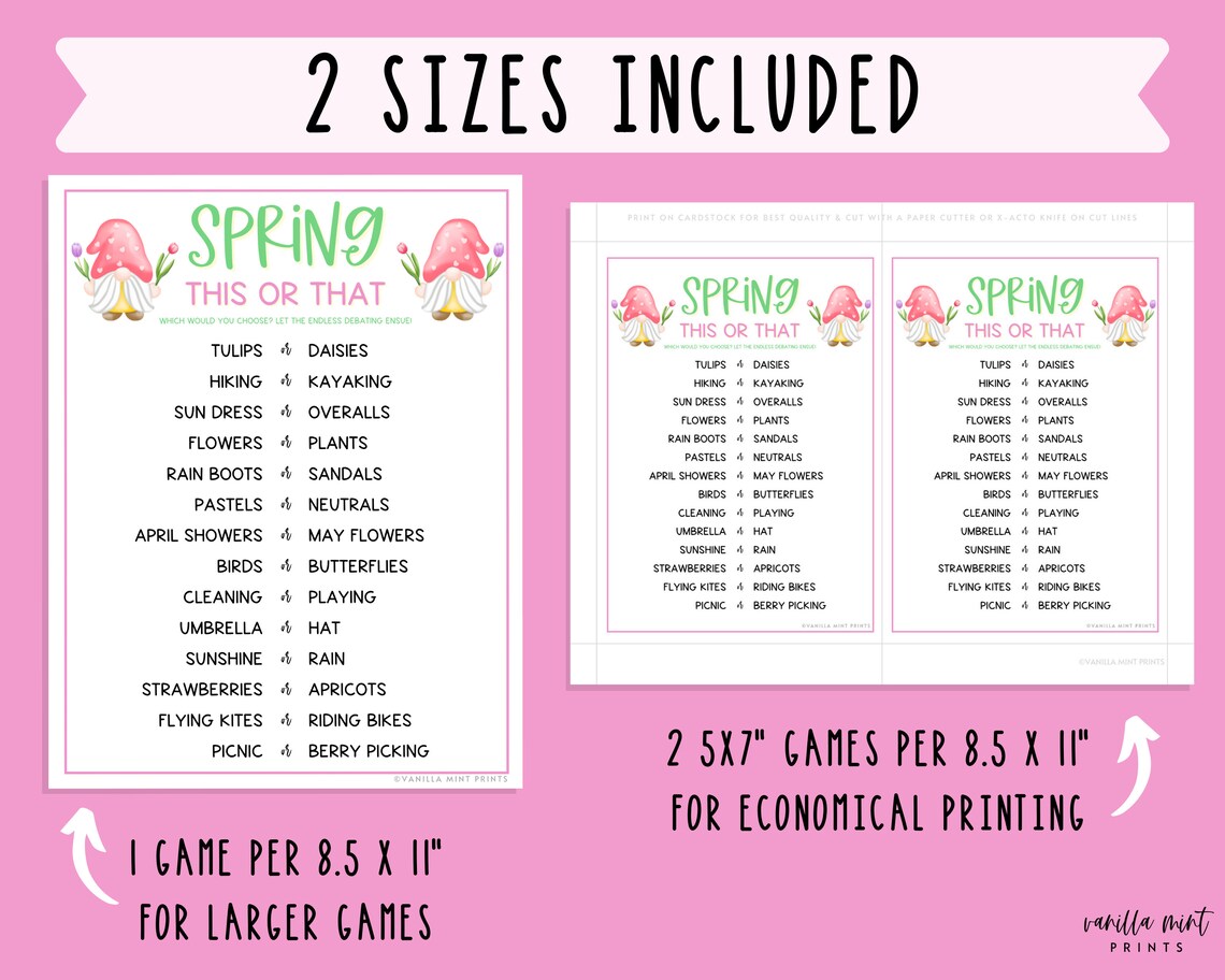 Spring This or That Printable Springtime Games Party Games - Etsy