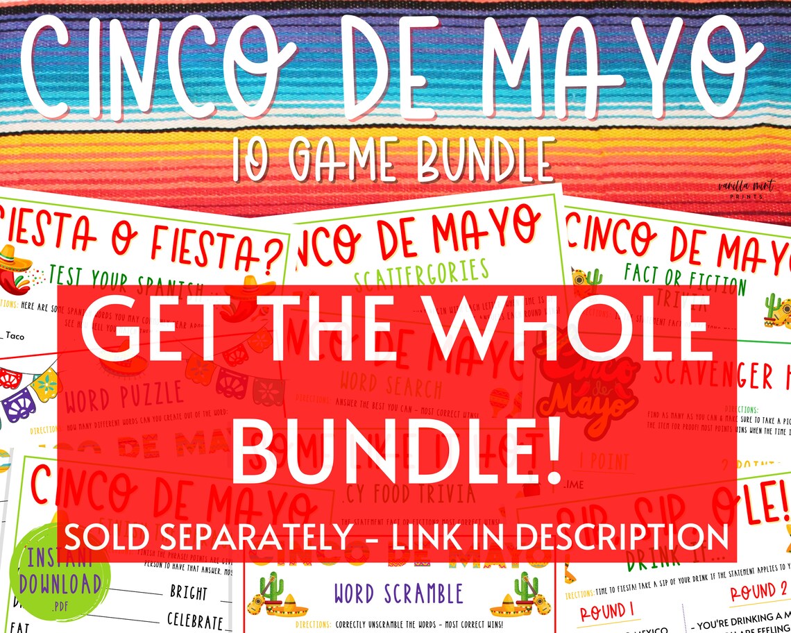 Cinco de Mayo Word Puzzle Game Word Game Mexican Party | Etsy