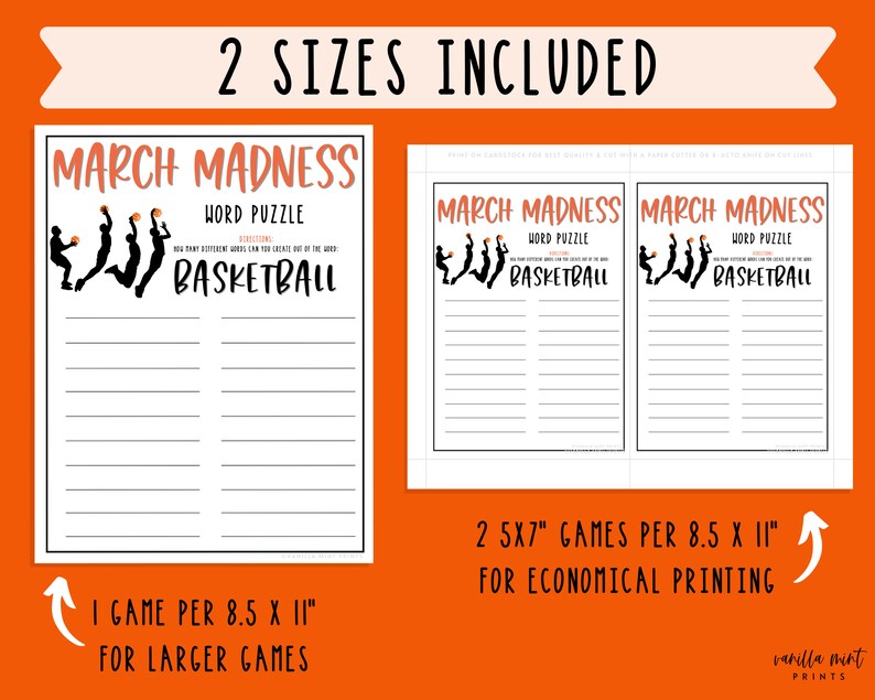March Madness Word Puzzle Game Printable March Madness Party - Etsy