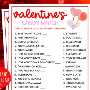 Valentine's Day Candy Match Game Fun Valentine's Day Printable Games ...
