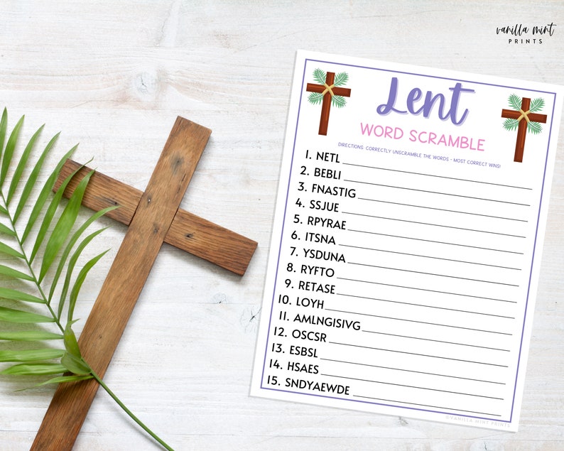 Lent Word Scramble Game | Printable Party Games | Easter Activities for ...
