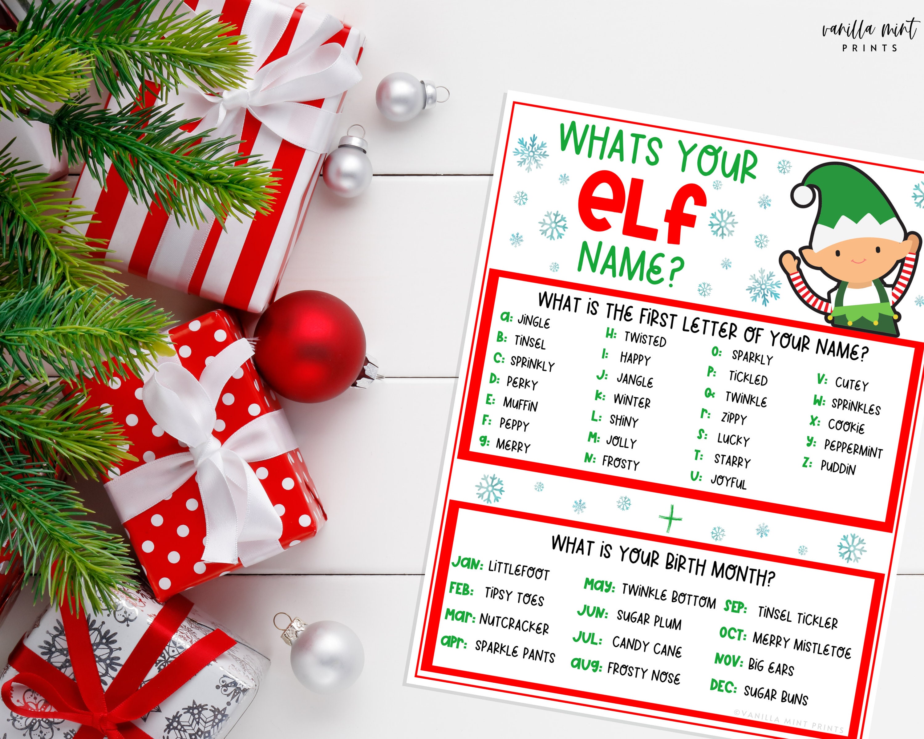 Whats Your Elf Name Game Funny Christmas Printable Name | Etsy
