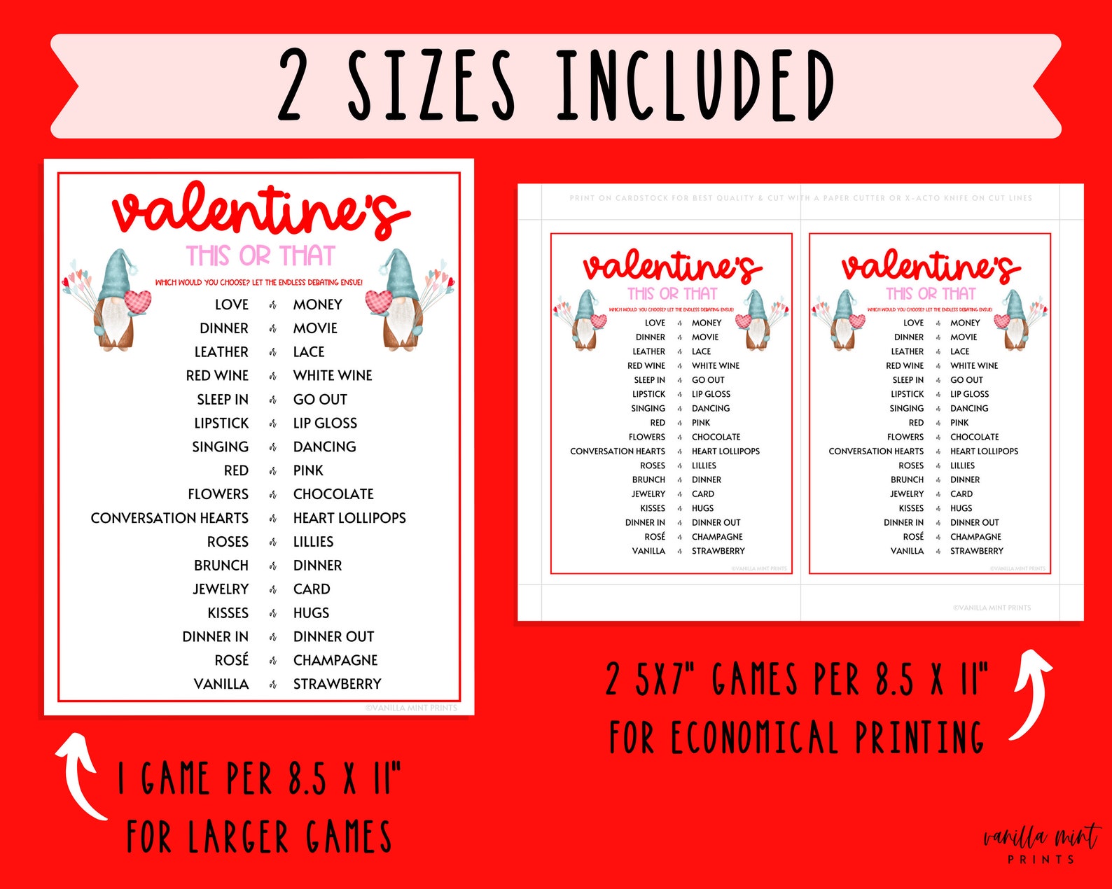 Valentine's Day This or That Game Valentine Printable | Etsy