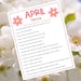 April Trivia Game | Printable Month Party Games | Springtime Activities ...