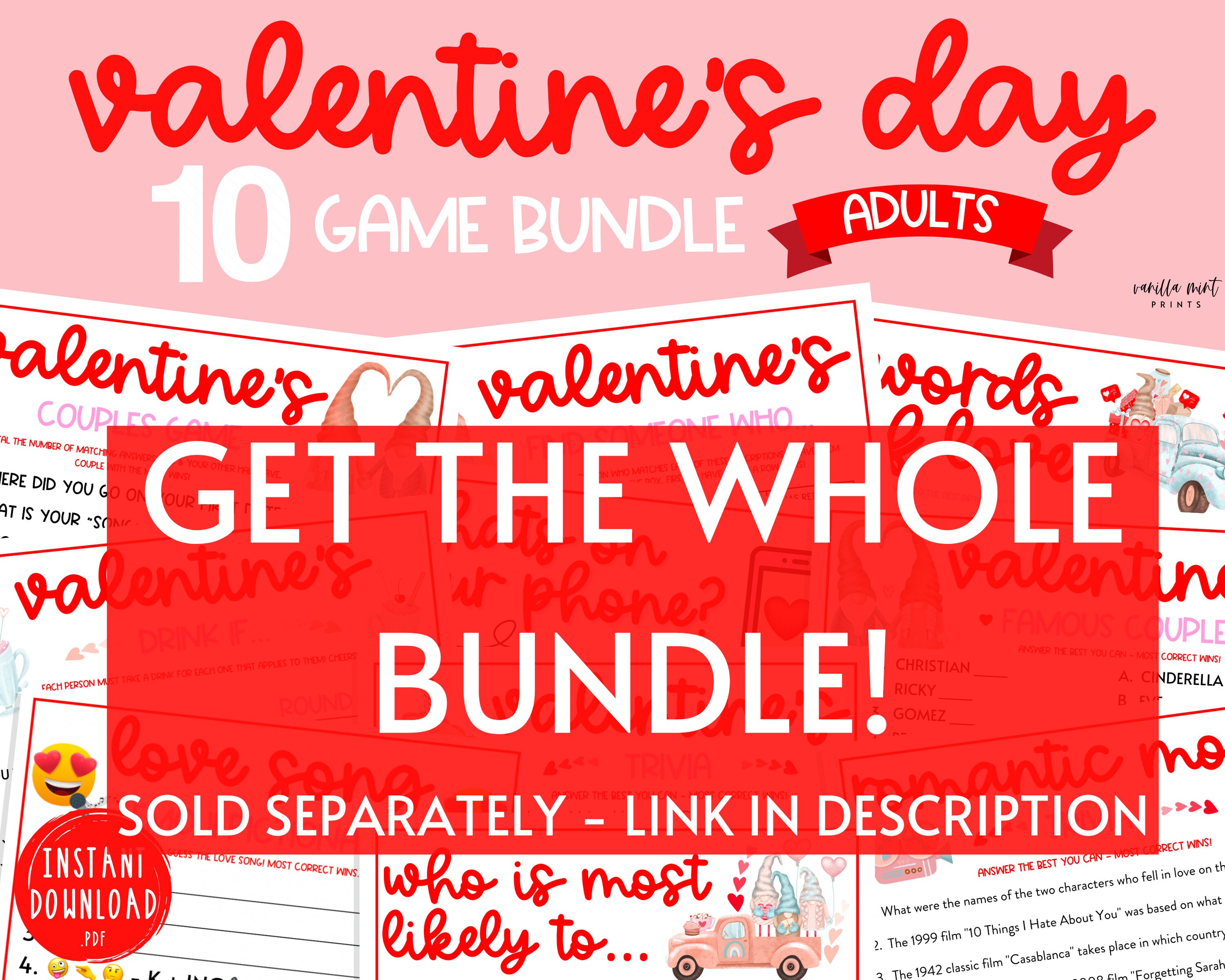 Valentine's Day Scavenger Hunt Game Valentine Printable - Etsy