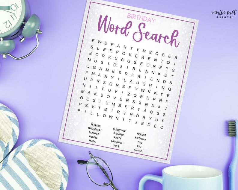 Teen Slumber Party Games Word Search Girls Sleepover | Etsy
