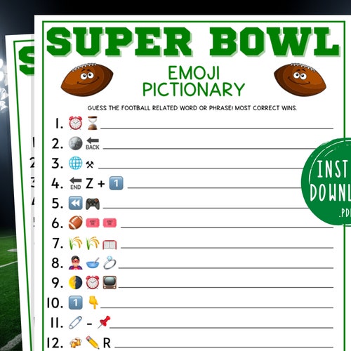 Emoji Pictionary Printable or Virtual Football Party Game for - Etsy