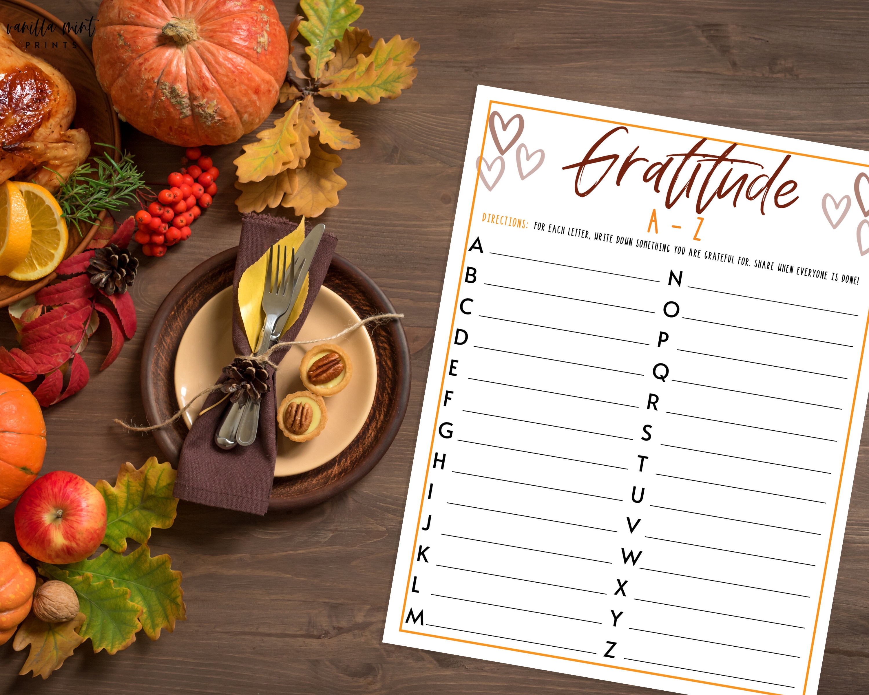 Thanksgiving A Z Game Gratitude A-Z Game Thanksgiving - Etsy UK