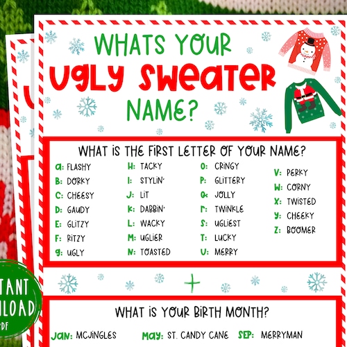 Ugly Sweater Christmas Party Games Bundle Printable Office - Etsy
