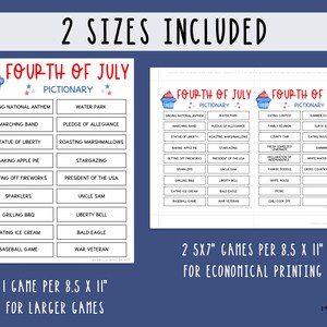 Fourth of July Pictionary Game 4th of July Printable Games Independence ...