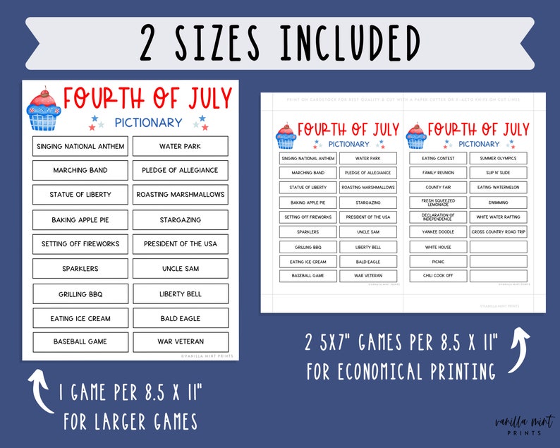 Fourth of July Pictionary Game 4th of July Printable Games - Etsy